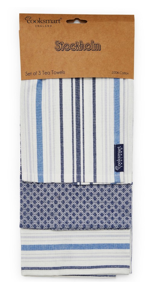 Cooksmart 100% Cotton Tea Towels Set of 3 Decorative Kitchen | eBay UK
