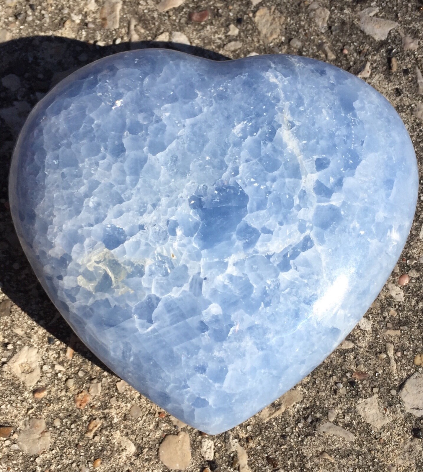 SALE Large Beautiful Blue Calcite Heart Shape Polished Carved Stone 5 ...