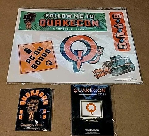 QuakeCon: 2021 CRT Pin & 2023 Lan Pin with Sticker Sheet | eBay