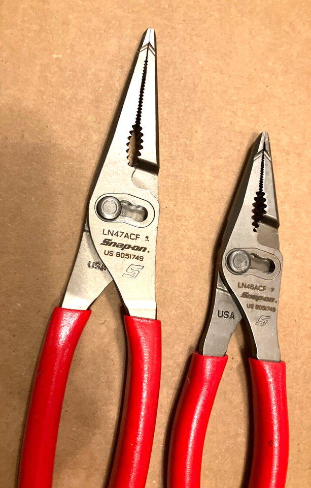 NEW Snap-on™ LN46ACF LN47ACF Red Talon Grip Long Nose Slip Joint Pliers ...