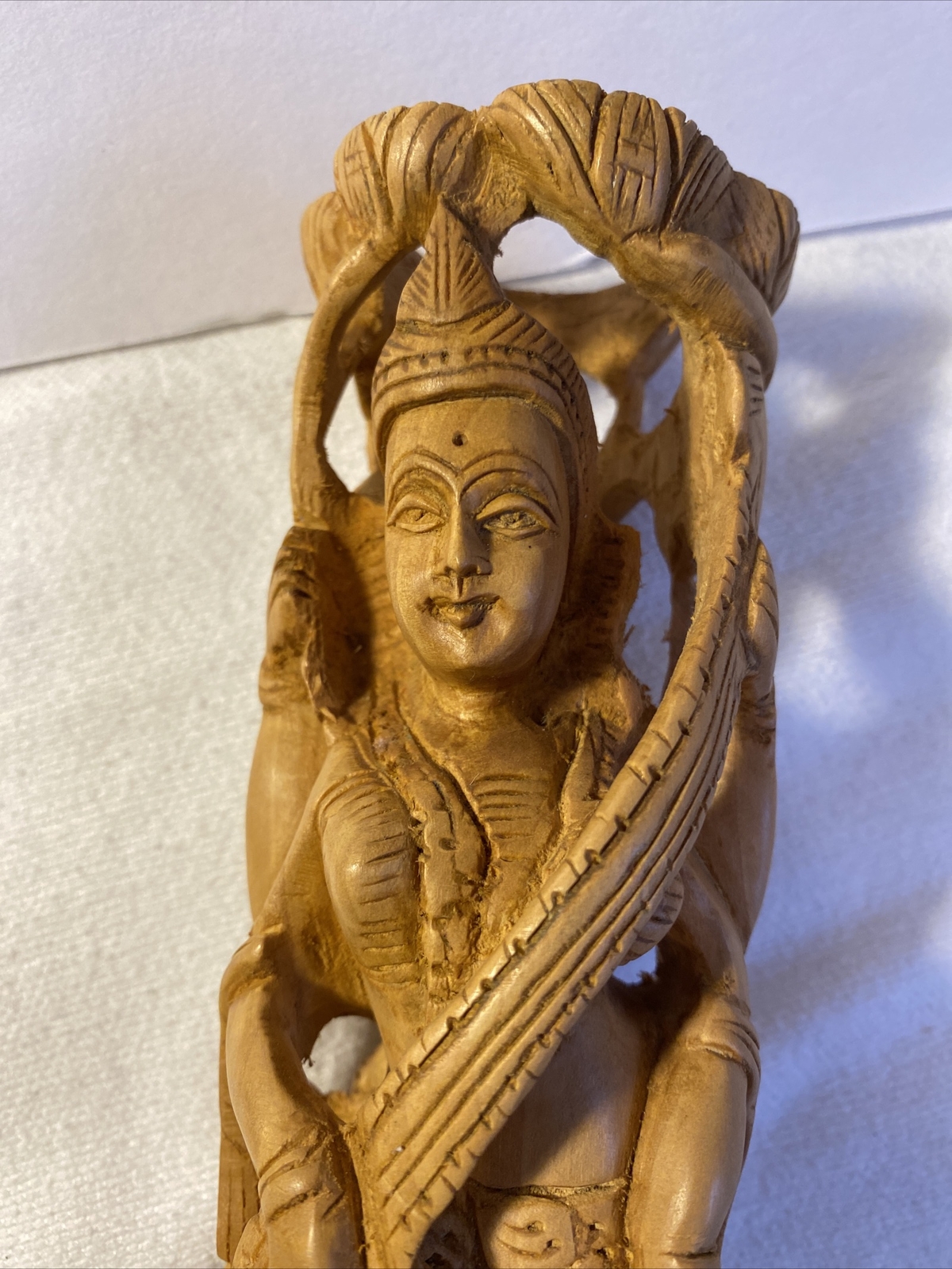 Vintage Wood Carving Krishna Goddess Figure 7 Inches | eBay