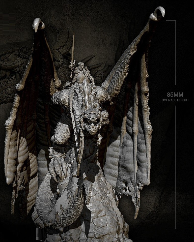 85mm Resin Figure Model Kit Fantasy Ancient Knight Dragon Rider Beast ...