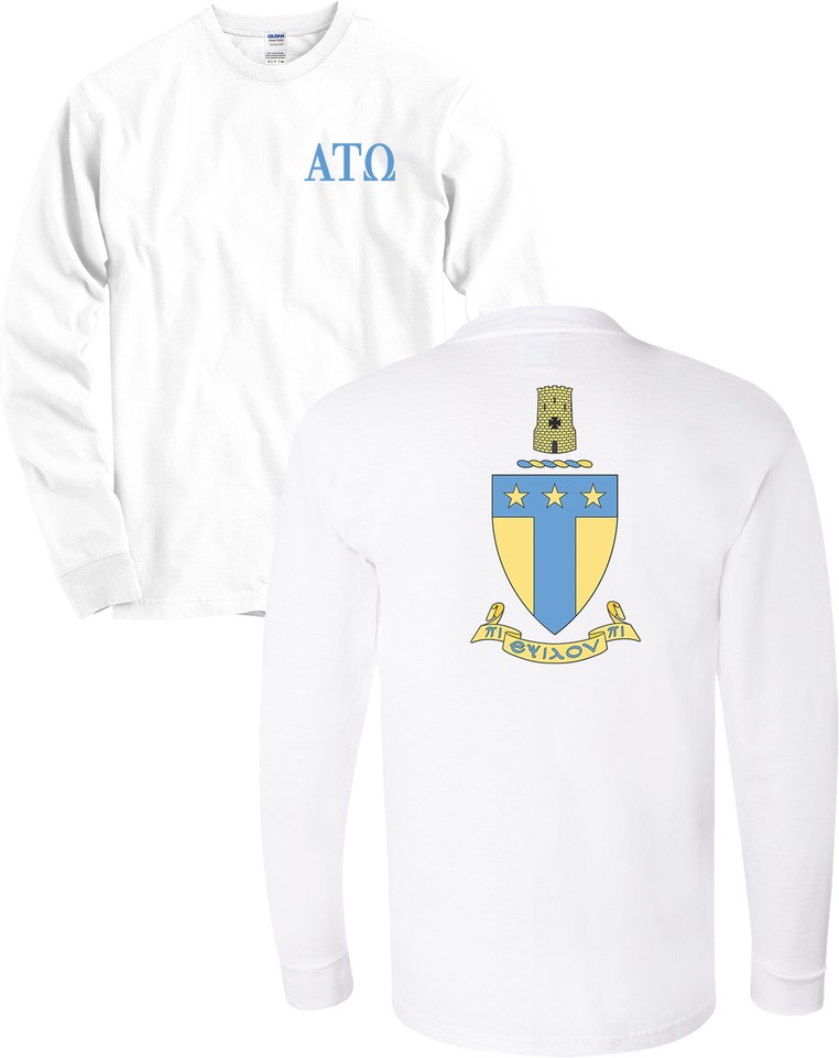 Alpha Tau Omega Fraternity Crest Long Sleeve Shirt ATO Coat of Arms ...
