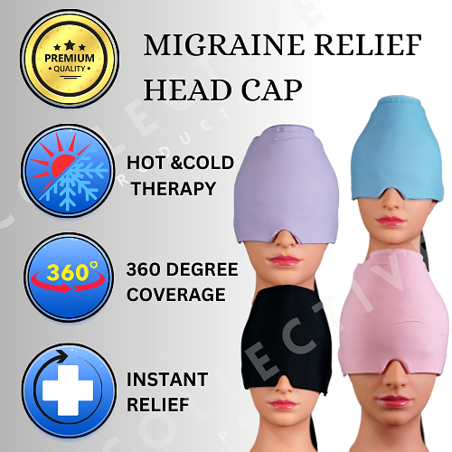 Migraine Ice Head Wrap Cap, Instant Relief, 360 degrees Hot & Cold ...