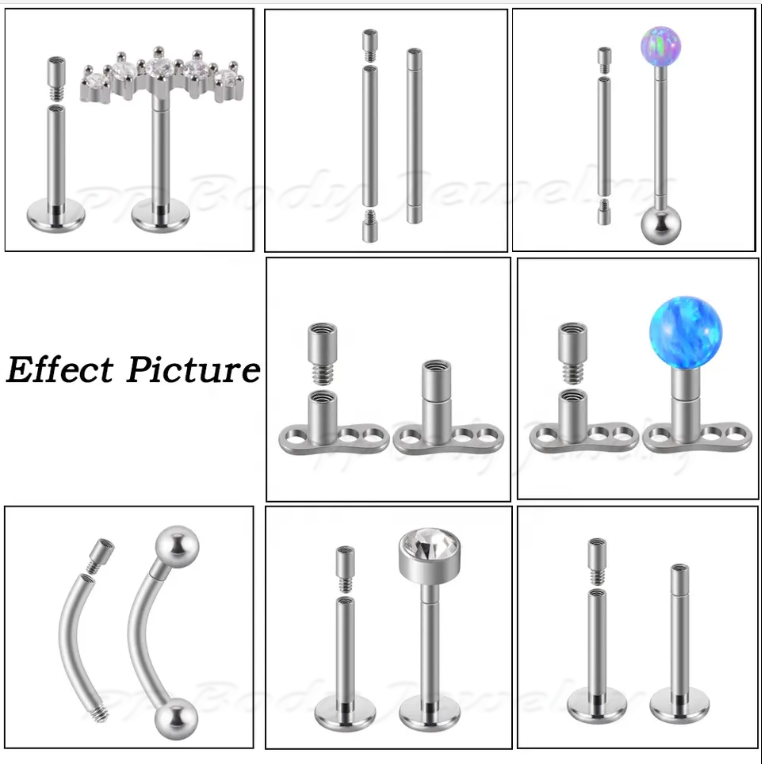 1PC. 14G 316L Steel Dermal Anchor Extension Converter Threaded Post ...