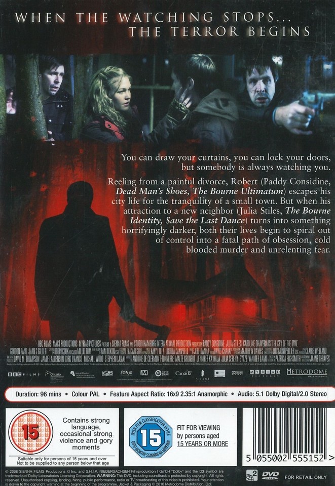 the Cry of the Owl (2009) DVD, Paddy Considine, Julia Stiles, Karl ...