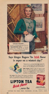 Magazine Ad - 1947 - Lipton Tea - Ginger Rogers | eBay