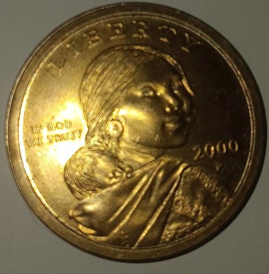 2000 P SACAGAWEA 1$ US Liberty Eagle Coin W/ Golden Tone. Excellent ...