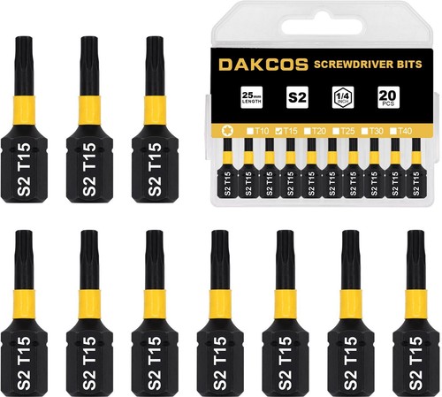 T15 Torx Bit Set 20-Piece Premium S2 Alloy Steel 1-inch Long ...