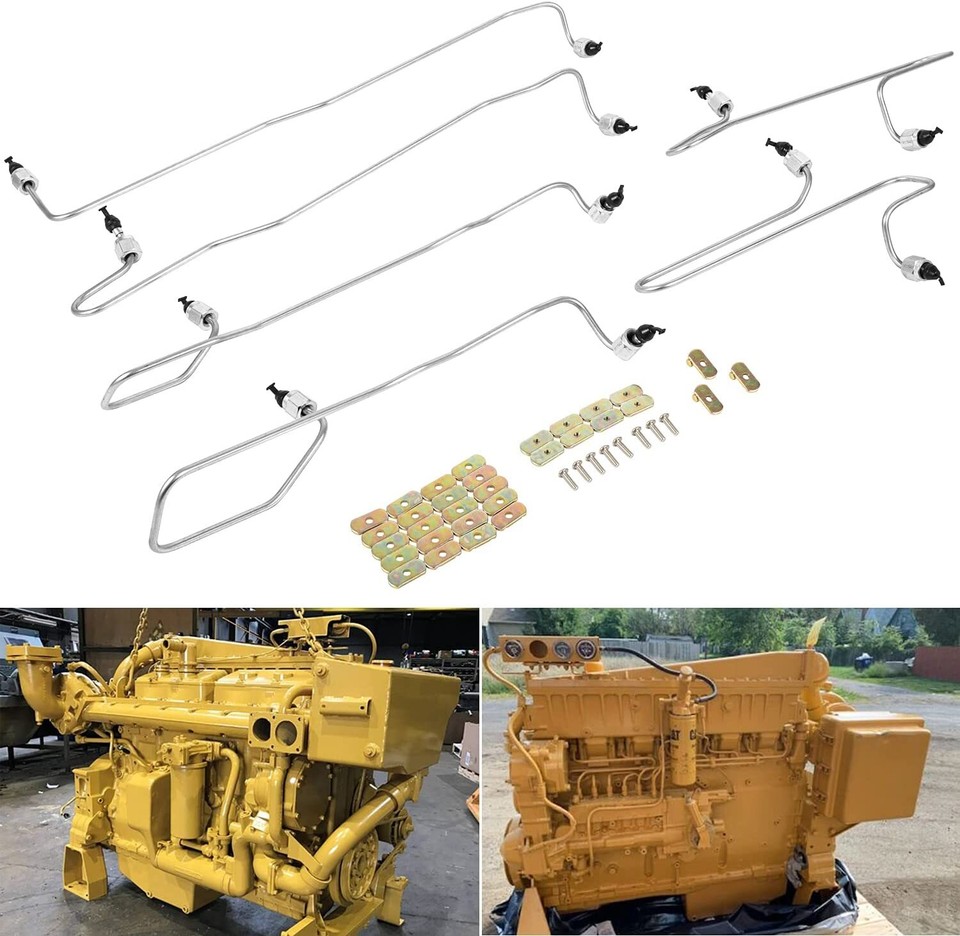 Fuel Injection Lines Kit with Clamps For Caterpillar CAT 3406 3406B ...