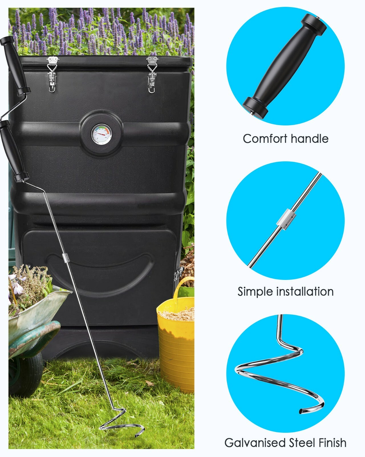 SQUEEZE master Thermal Compost Bin-Large Compost Bin Outdoor-110L /29 ...