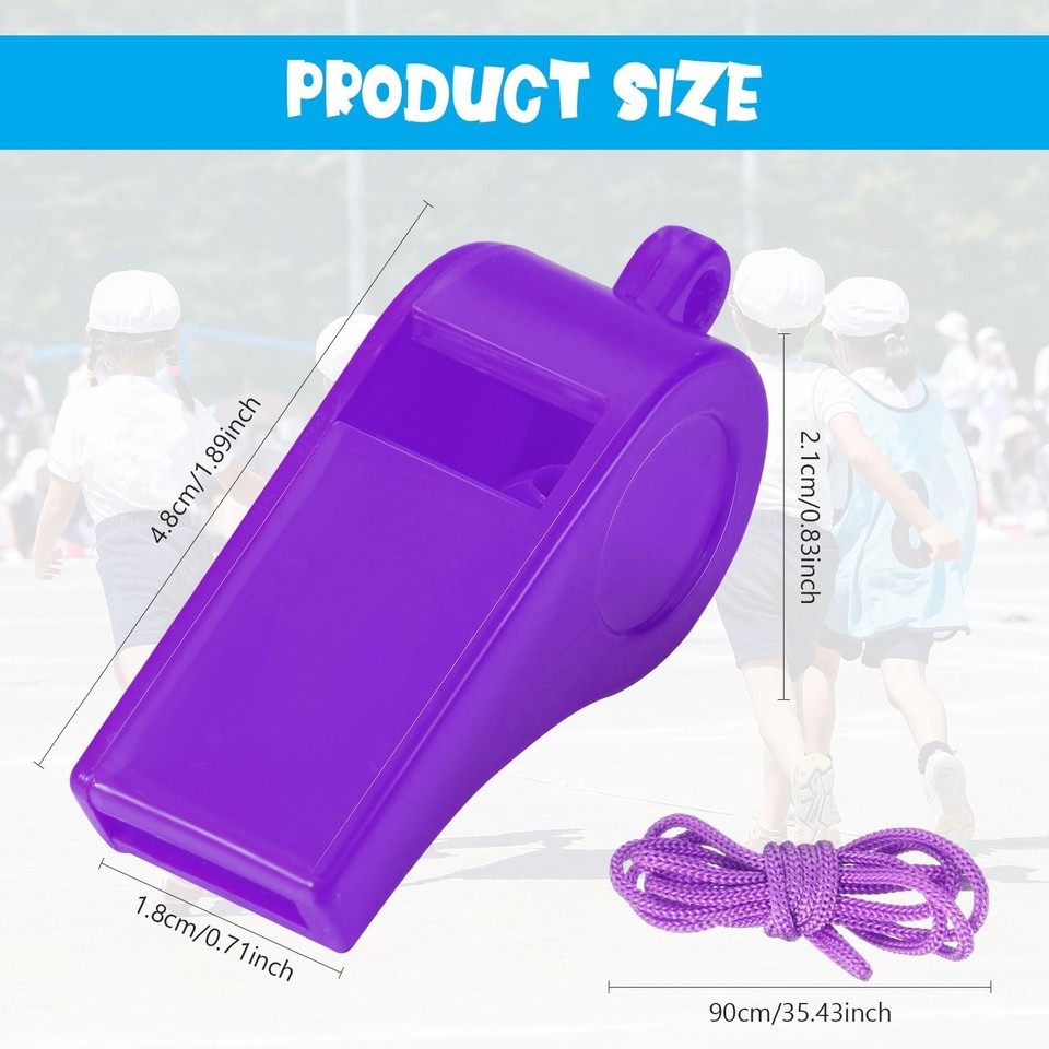 24 Pieces Plastic Whistle with Lanyard Loud Clear Whistle Emergency ...