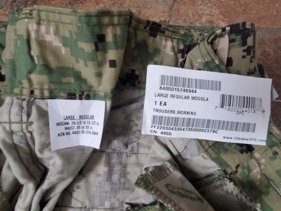 US NAVY NWU TYPE III WORK UNIFORM TROUSERS / PANTS - LARGE REGULAR SIZE ...