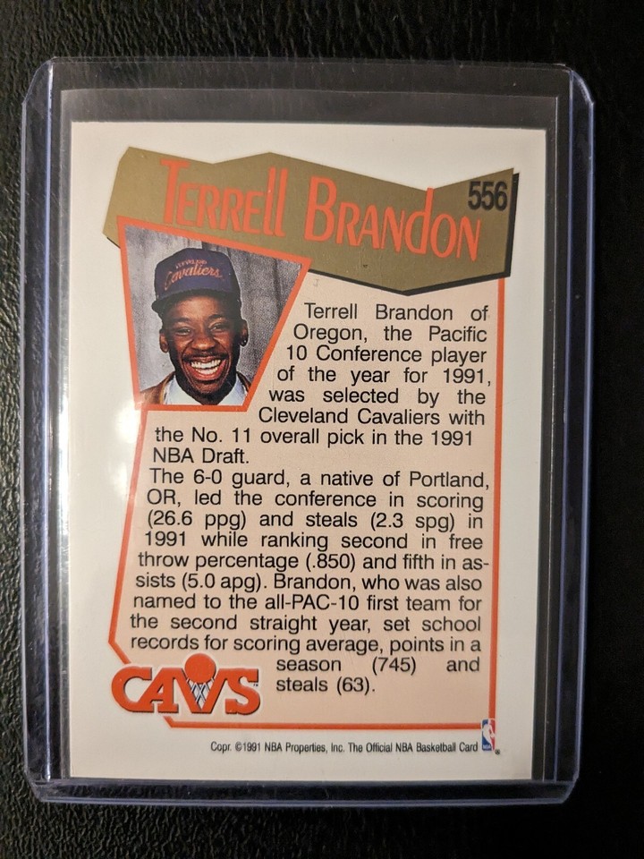 1991 Hoops Terrell Brandon RC Rookie #556 - Cleveland Cavaliers GREAT ...