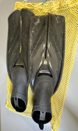 Atomic Aquatics Size 12-14 Full Foot Split Fins +Mesh Bag Flex Bateen ...