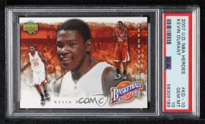 2007 Upper Deck Basketball Heroes Kevin Durant #KD-10 PSA 10 GEM MINT ...