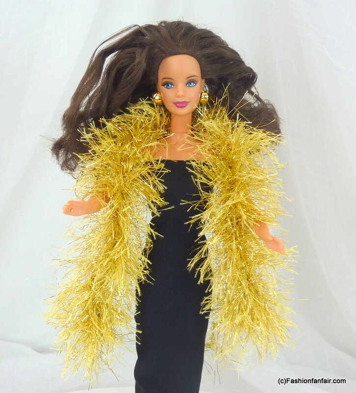 Handmade 4 Barbie Boa Wrap Shawl clothes fashionista Gold Dazzle 14 in ...