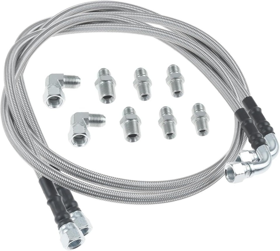 SS Braided Transmission Cooler Hose lines Fittings TH350 700R4 TH400 52 ...