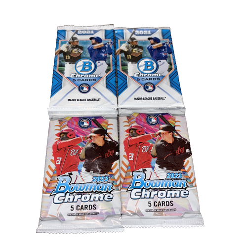 (2)2021 Bowman Chrome & (2)2023 Bowman Chrome Baseball-5 Card Packs ...