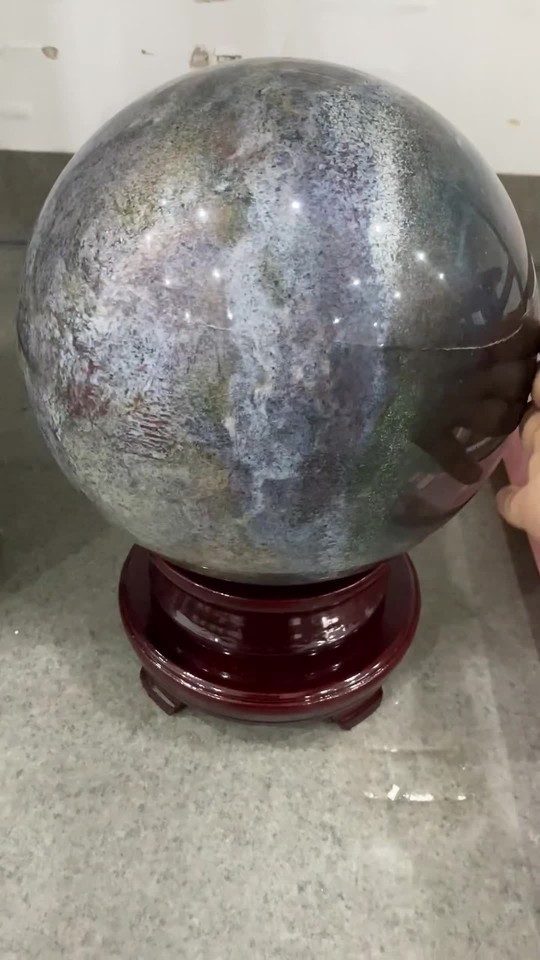 33.4LB 8.7" Large Natural Ocean Jasper Sphere Quartz Crystal Ball Gift ...