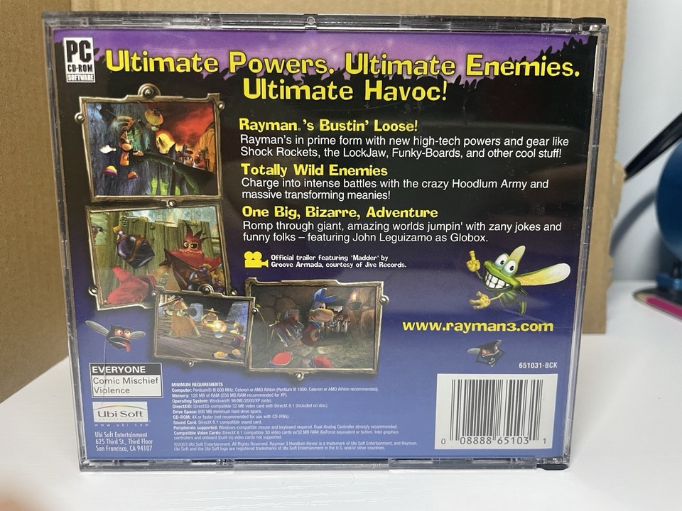 RAYMAN 3 Hoodlum Havoc PC CD ROM Video Game (UbiSoft, 2003) Scratched ...