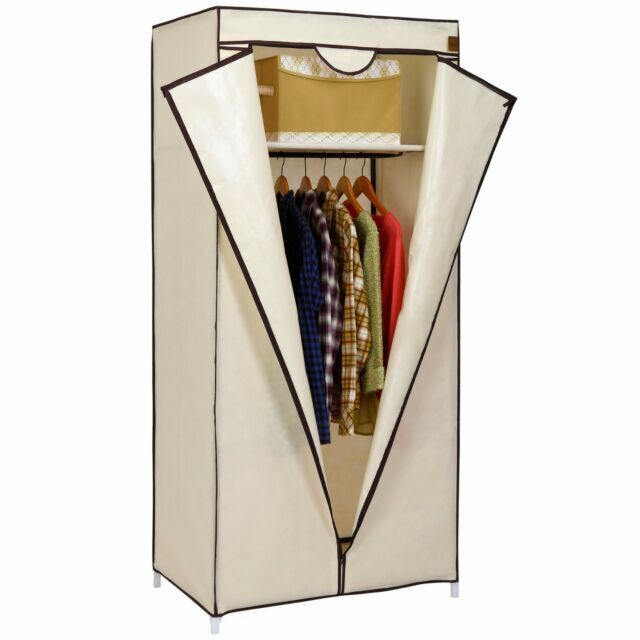 VonHaus Single Canvas Fabric Wardrobe - Beige for sale online | eBay UK