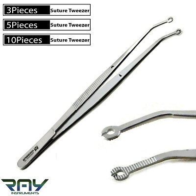 Surgical Corn Suture Tweezer Curved 15.5cm Tissue Holding Suturing ...