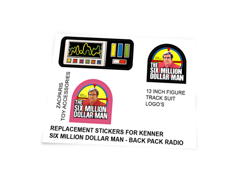 CUSTOM STICKERS for Kenner SIX MILLION DOLLAR MAN SMDM Back Pack Radio ...