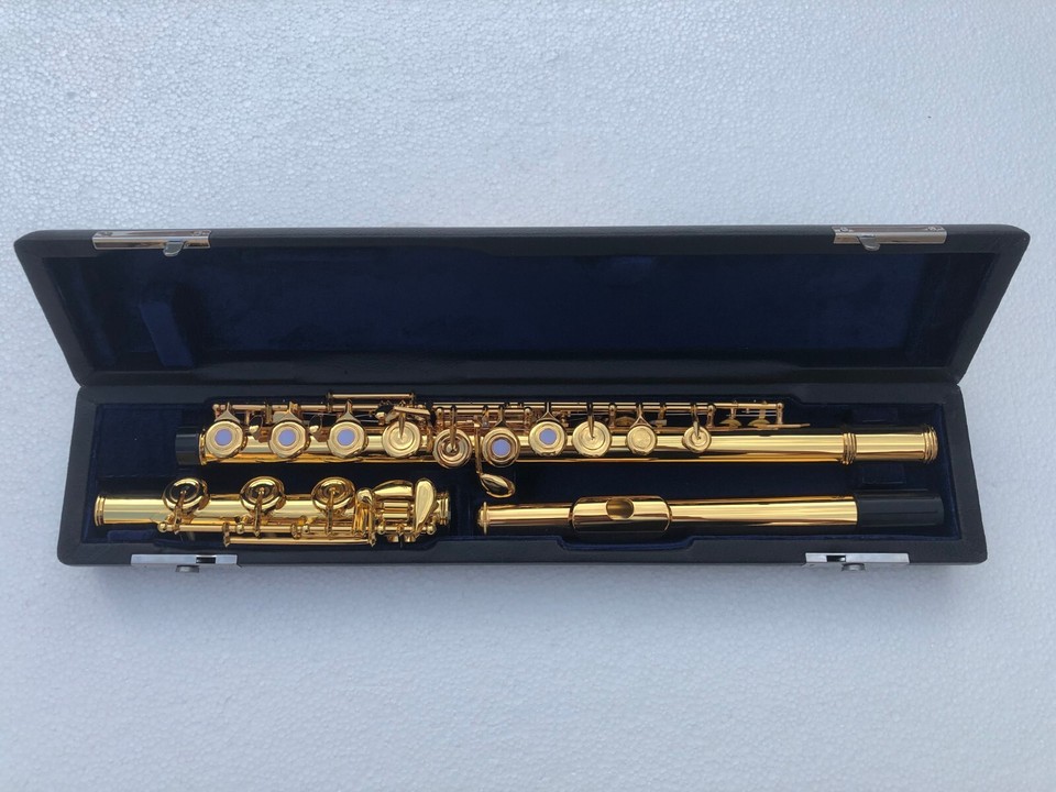 Professional 24k Gold Plated C Key Flute 17 Open Hole B Foot Split E ...