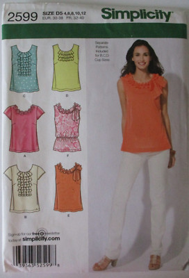 Simplicity Sewing Pattern #2599, Sizes 4-6-8-10-12, Misses' Tops | eBay