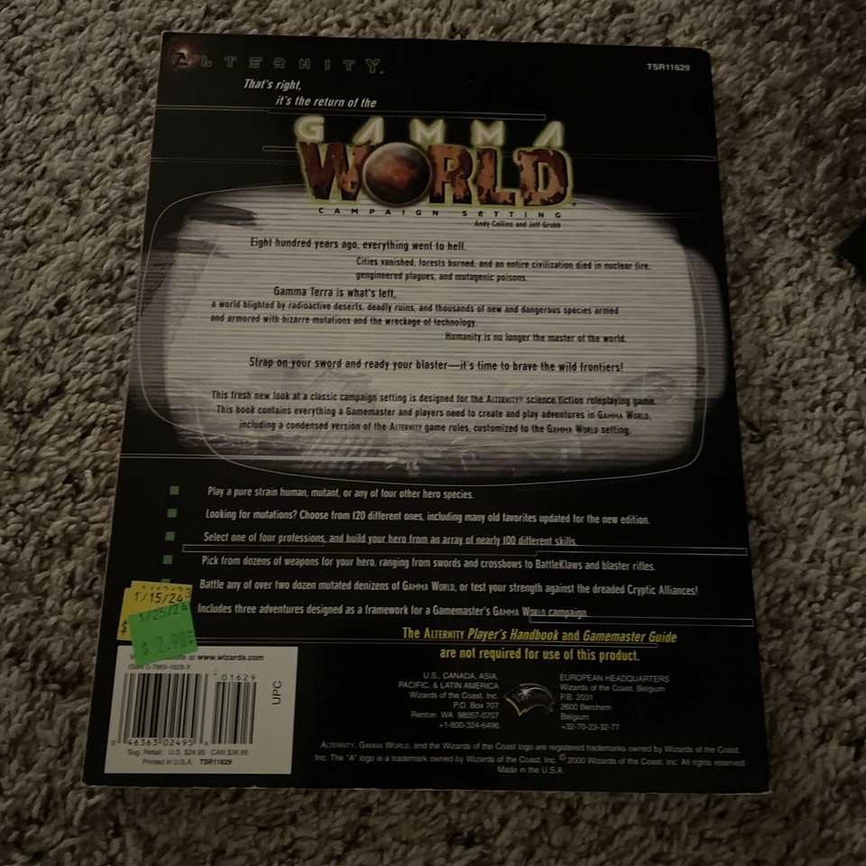Alternity Gamma World: Campaign Setting PB - 2000 - RPG - VG | eBay