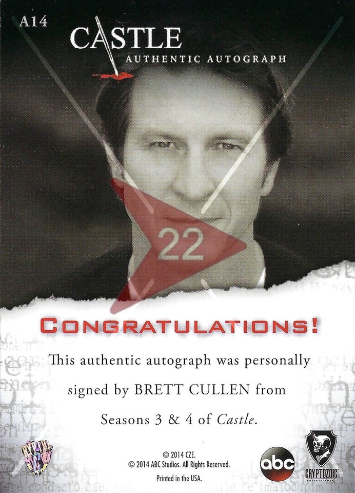 Cryptozoic Castle Season 3 & 4 Autograph A14 Brett Cullen as Christian ...
