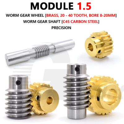 Module 1.5 Brass Worm Gear Wheel 20/25/30/40 Tooth, Steel Worm Shaft ...