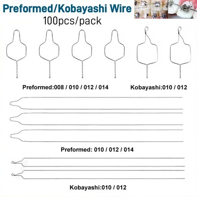 100Pcs Dental Orthodontic Kobayashi Preformed Ligature Wire Metal Weld ...