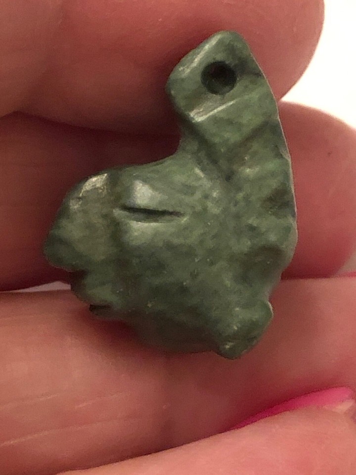 Antique Dark Green Jade Aztec, Mayan, Incan Face Pendant Bead | eBay