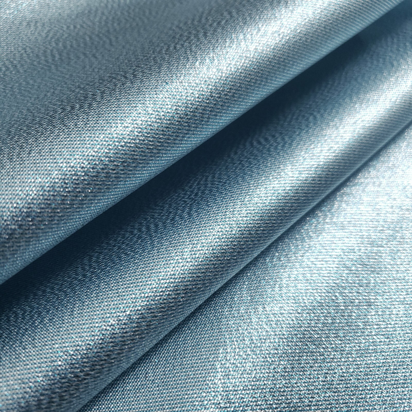 ICICLE SHIMMER SILVER BLUE METALLIC TINSEL SATIN FABRIC 58" BY THE YARD ...