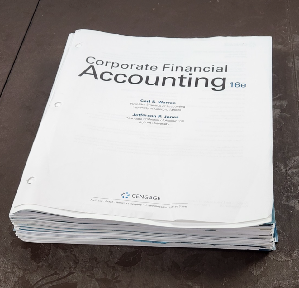 Cengage Corporate Financial Accounting 16th Edition C Warren J Jones ...