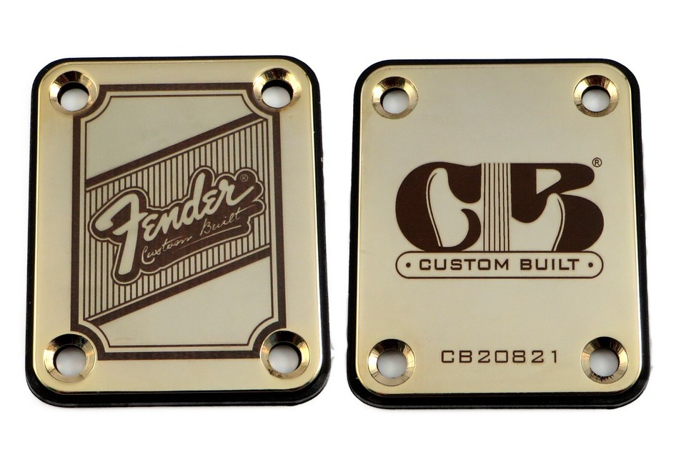 "Custom Built" Designs by LazrArt - Guitar Neck Plate - Black, Chrome ...