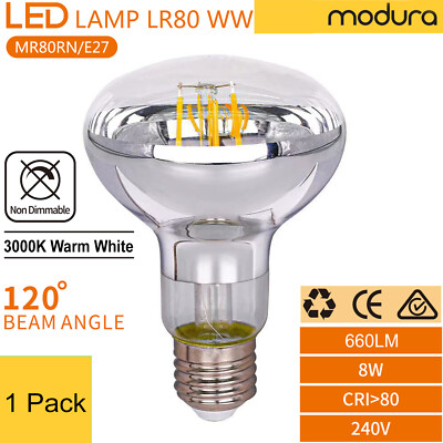 R80 E27 8W 3000K Warm White 660Lm Reflector LED Filament Bulb Lamp ES ...