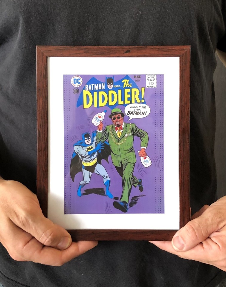 The Diddler Art print hand-made 5x7 in Batman riddler Parody In Frame ...