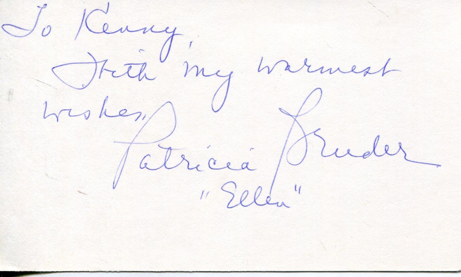 Patricia Bruder Autograph Actress Soap Opera As The World Turns Signed ...