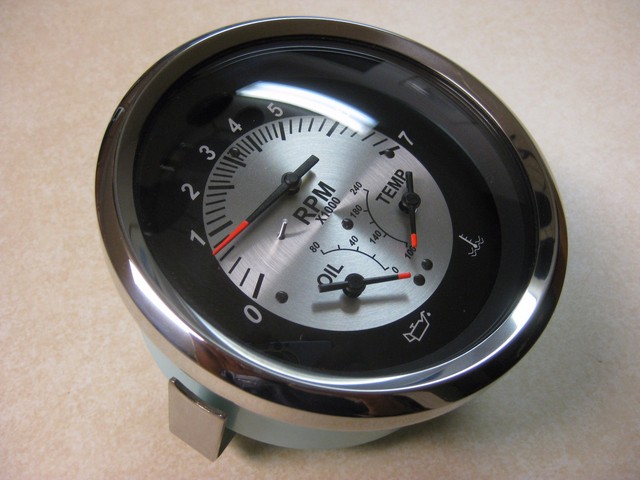 Teleflex Black Sterling Boat 5" Tachometer 7000 RPM W/ Oil ...