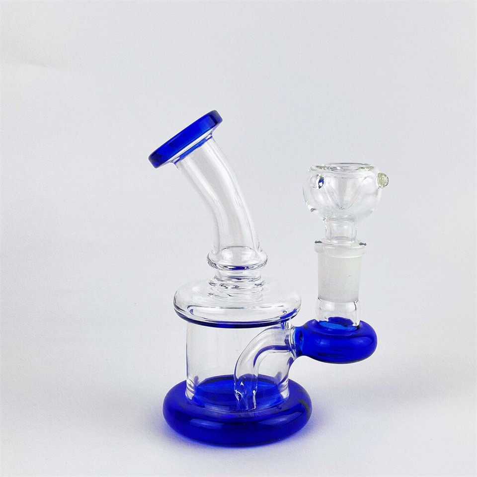 4" Mini Blue Glass Bong Diffused Perc Premium Quality Water Pipe Hookah ...