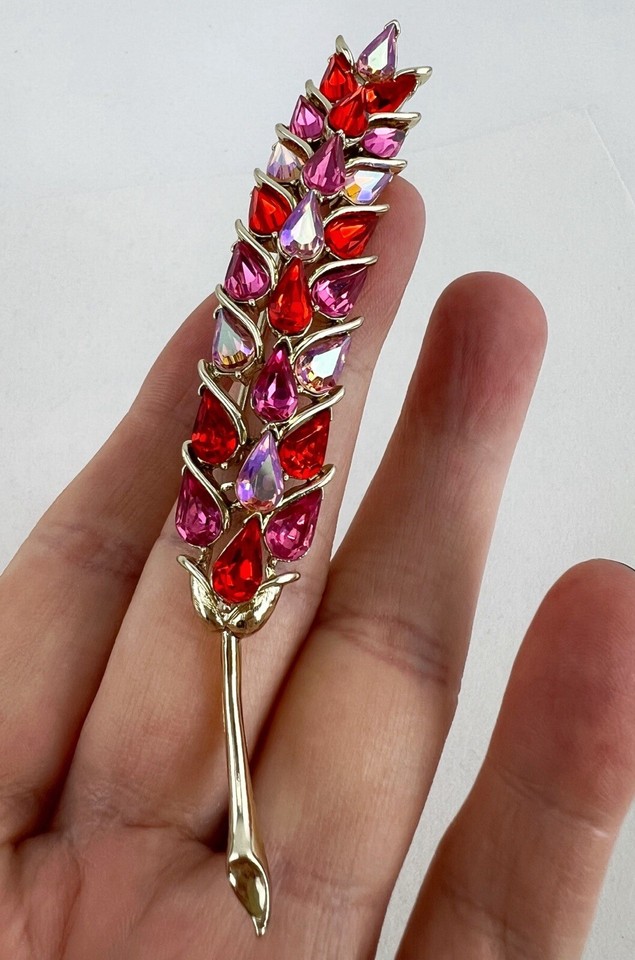 Pegasus Coro Neon Orange, Pink, Pink AB Rhinestones Leaf Wheat Stalk ...
