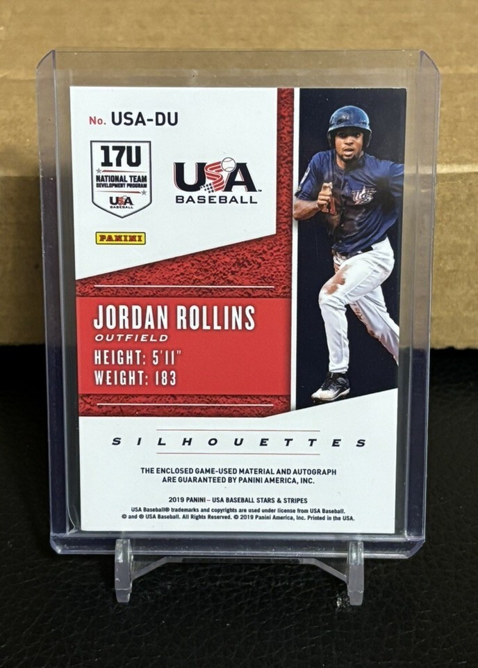 2019 Panini USA Baseball Stars & Stripes Jordan Rollins Auto #10/16 3 ...