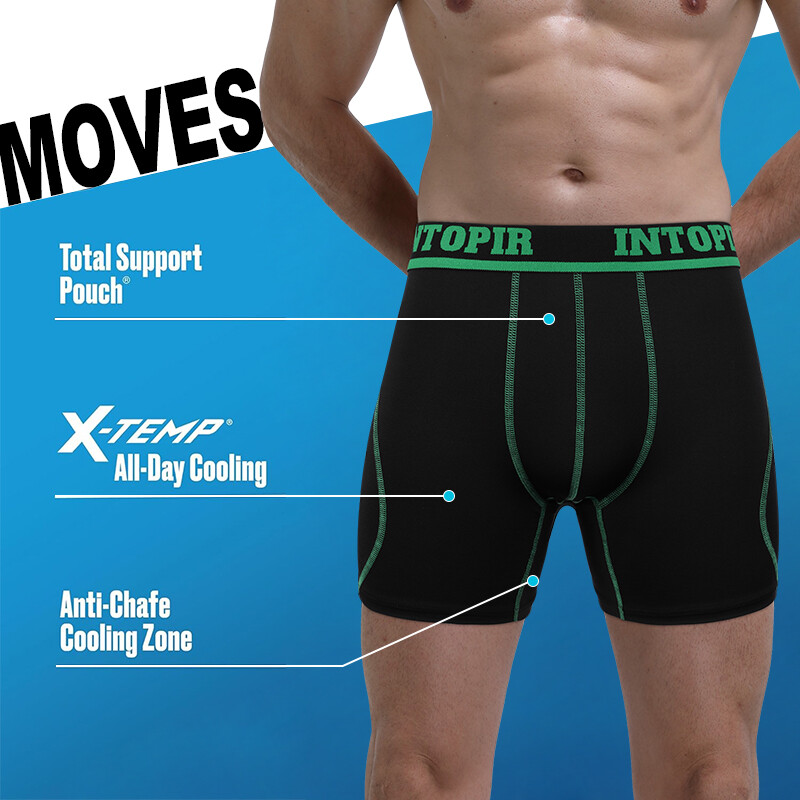 5 Pack Men Breathable Compression Boxer Shorts Sports Athletic Workout ...