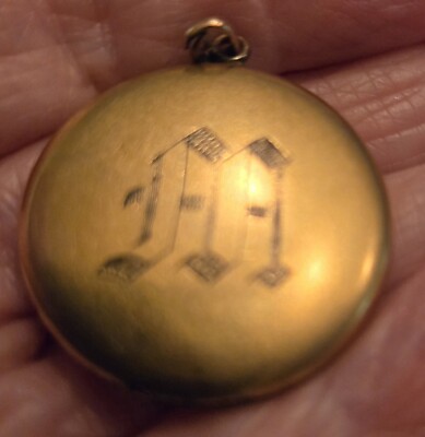 D & C SIGN ANTIQUE GOLD FILLED MOURNING LOCKET NECKLACE PICTURE ESTATE ...