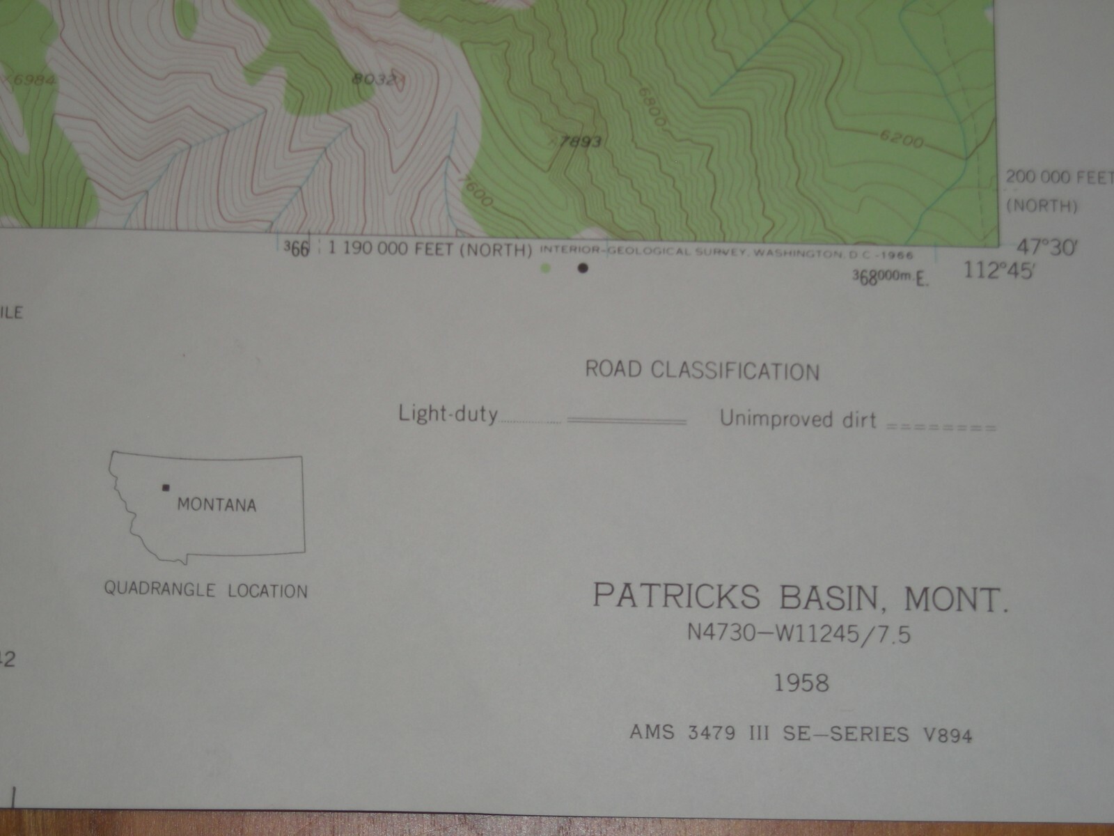 USGS Topo Map -7.5 minute series - Patrick's Basin Quadrangle | eBay