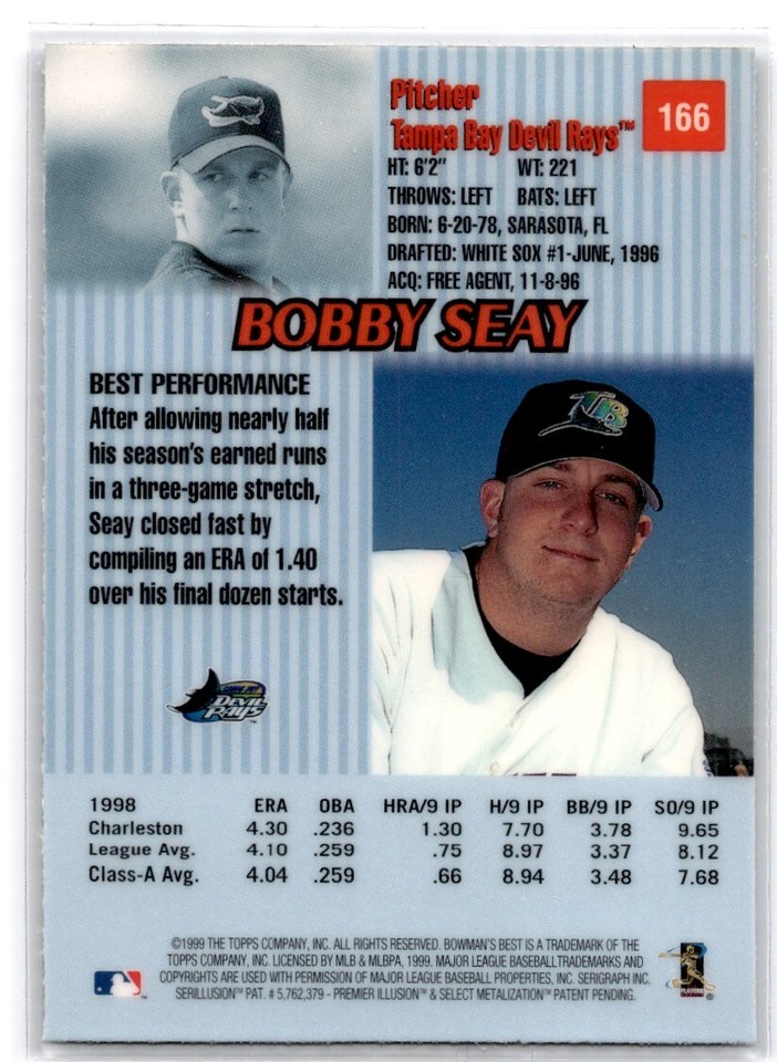 1999 Bowman's Best Bobby Seay Tampa Bay Devil Rays #166 | eBay