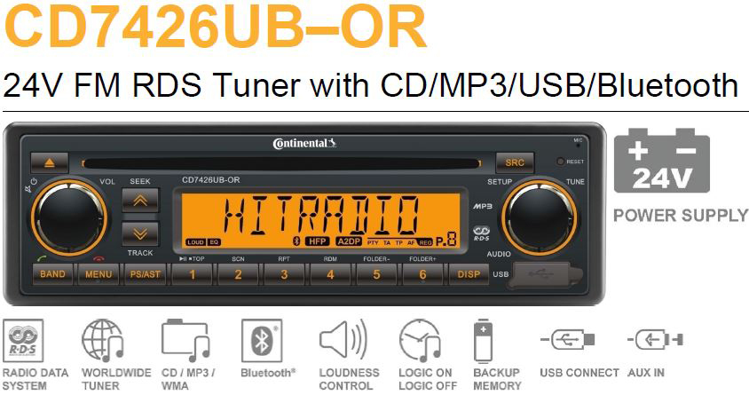 24 Volt Bluetooth LKW Radio RDS Tuner CD MP3 WMA USB Truck Bus ...